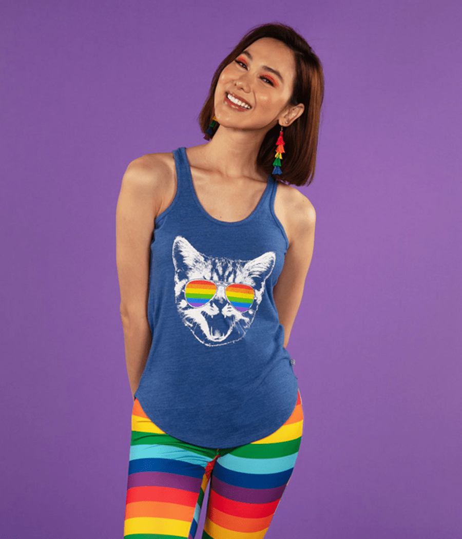 Pride Cat Racerback Tank Top Blue Pride Outfits Tipsy Elves