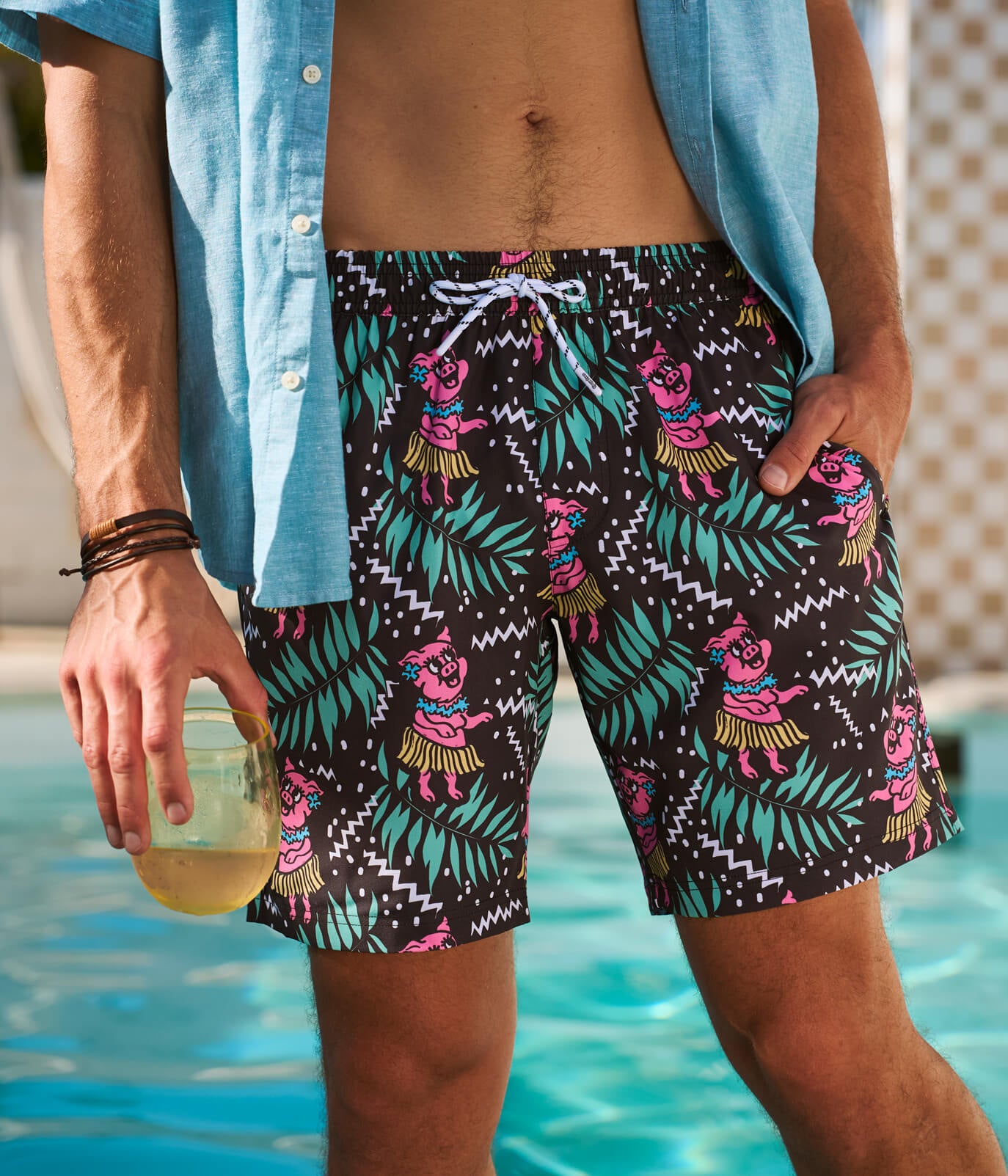 Piggle Wiggle Stretch Swim Trunks: Men's Summer Outfits | Tipsy Elves