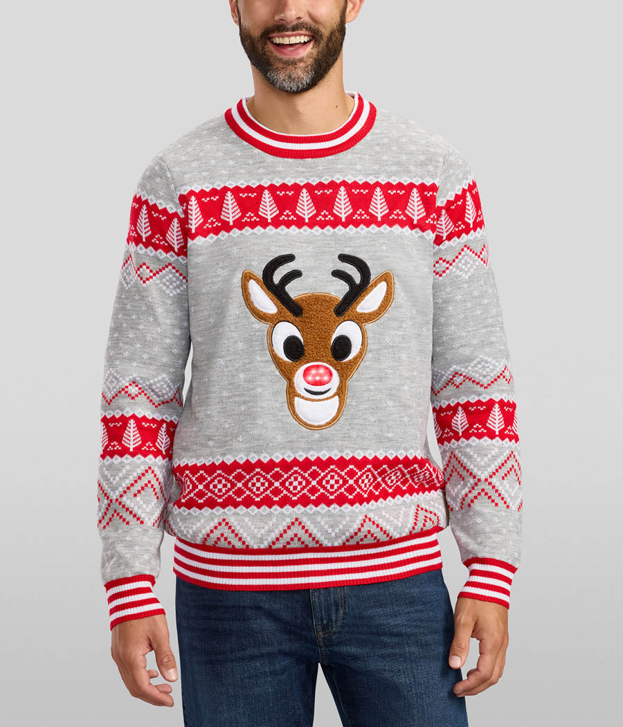 Rudolph Light-Up Sweater: Men's Christmas Outfits | Tipsy Elves