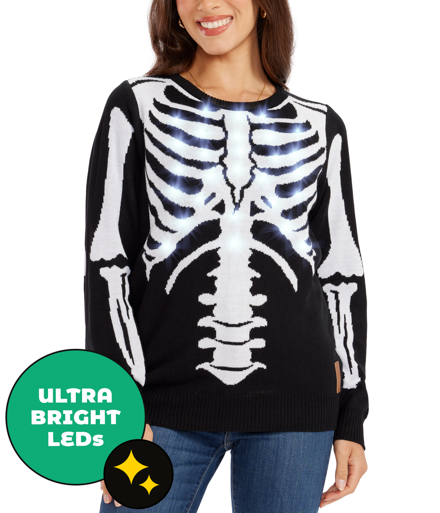 Skeleton Light Up Sweater: Women's Halloween Outfits | Tipsy Elves