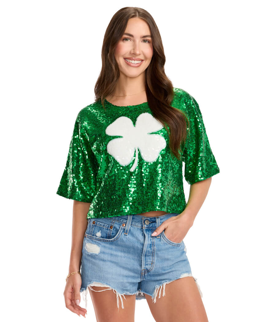 Shining Sequin Crop Top: Women's St. Paddy's Outfits | Tipsy Elves