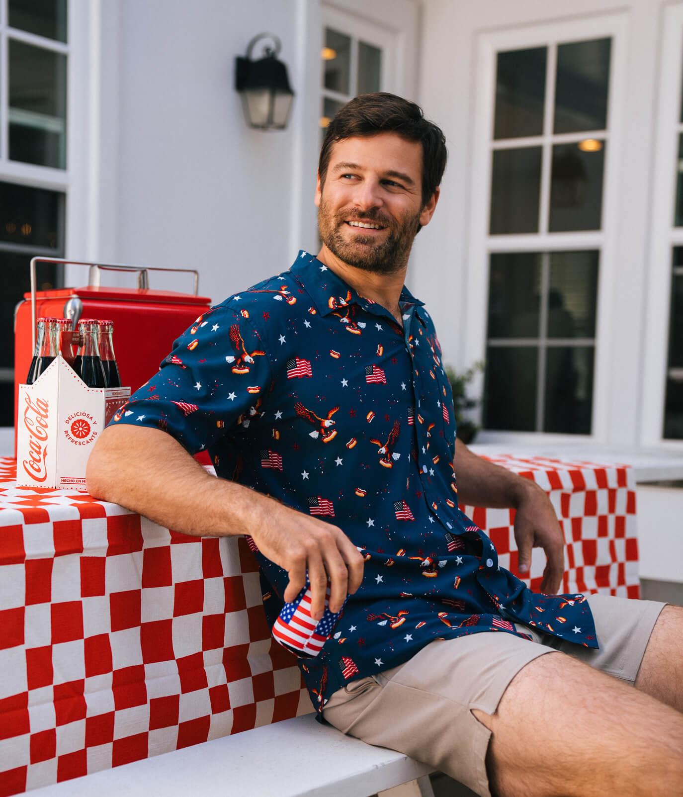 8-Bit Eagle Button Down Shirt: Men's Patriotic Outfits | Tipsy Elves